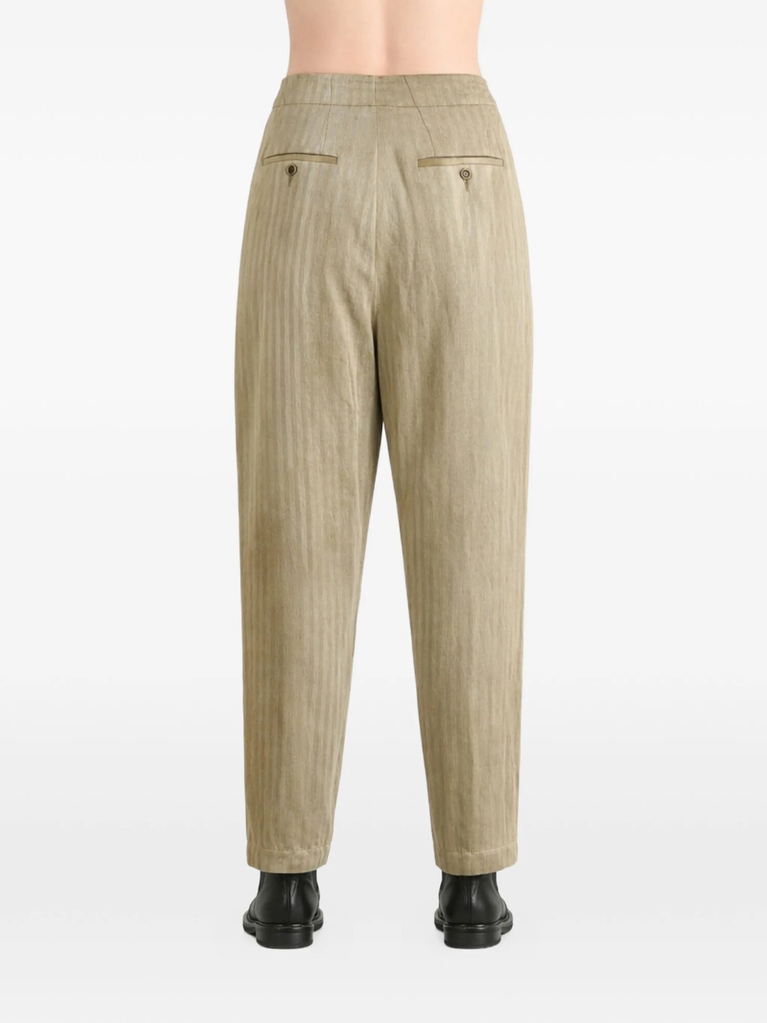 Брюки UMA WANG Herringbone-pattern wrap-style trousers, размер S, brown — фото 1