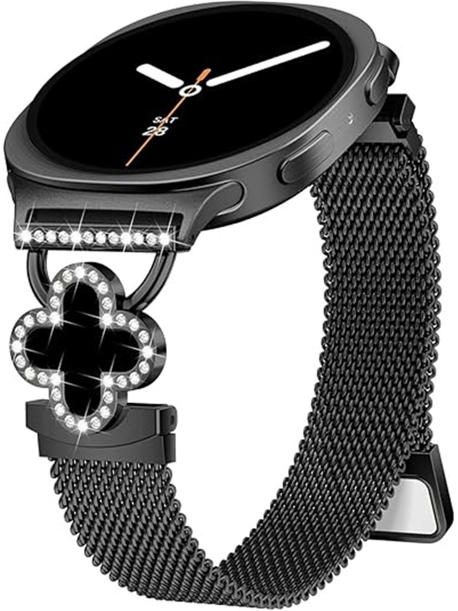 Тонкий ремешок для Samsung Galaxy Watch 8 Band 40мм 44мм / 8 Classic 46мм, ремешок из миланской нержавеющей стали для Galaxy watch 8,60, кожа, black,1,