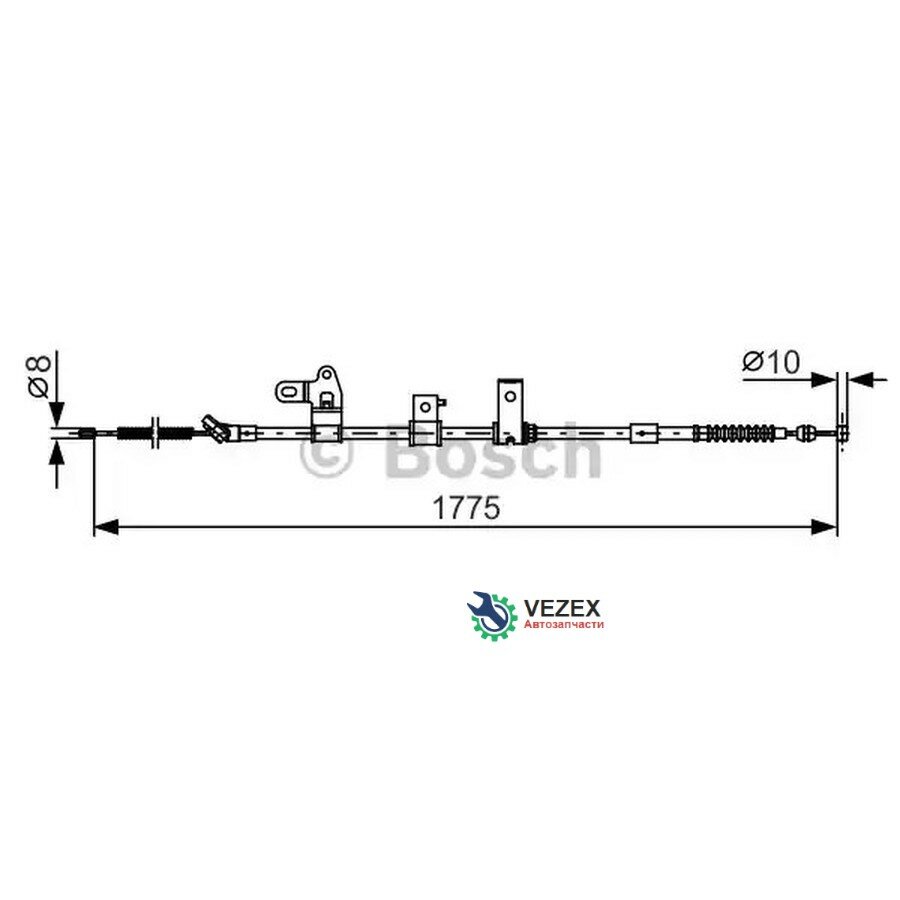 BOSCH 1987482347 трос ручника левый задний! L1775, d8/10\ Toyota Prius I дв. NHW20 97-00