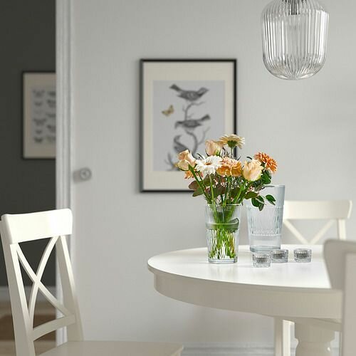 Ваза икеа SMALLSPIREA, настольная, стекло, диаметр 11см, высота 17см, прозрачная