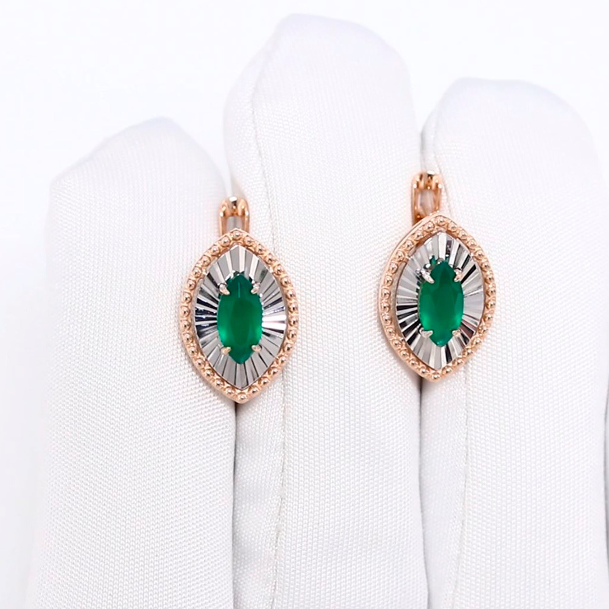 Серьги, красное золото, 585 проба, агат