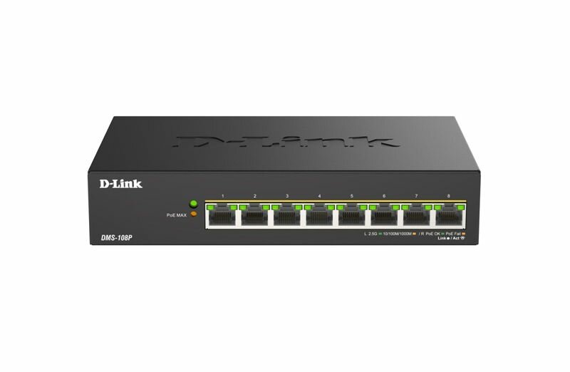 Коммутатор D-Link DMS-108P/A1A 8x2.5Gbит/с 8PoE 230W неуправляемый