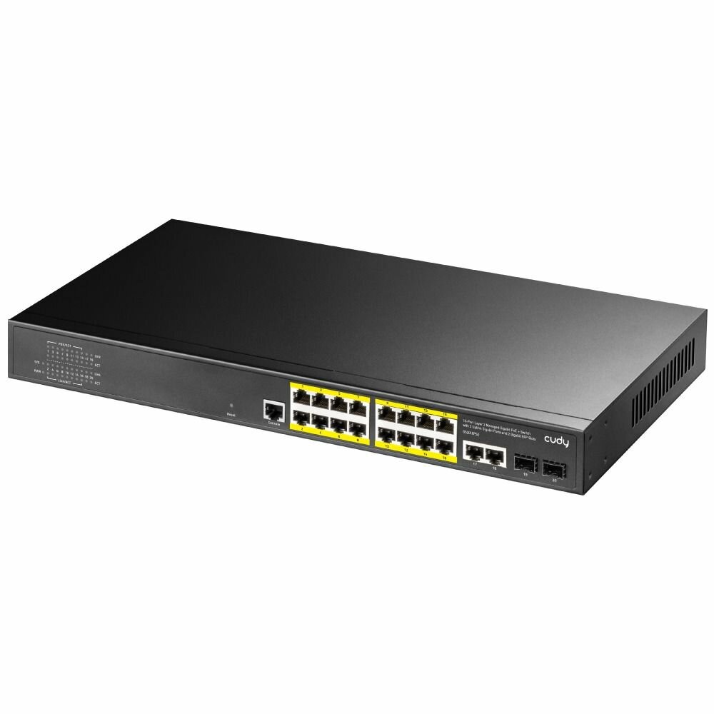 Коммутатор Cudy GS2018PS2-200W (L2) 16x1 Гбит/с 2SFP 16PoE+ 200W управляемый