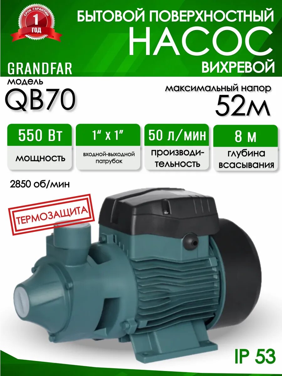 Вихревой насос Grandfar QB 70