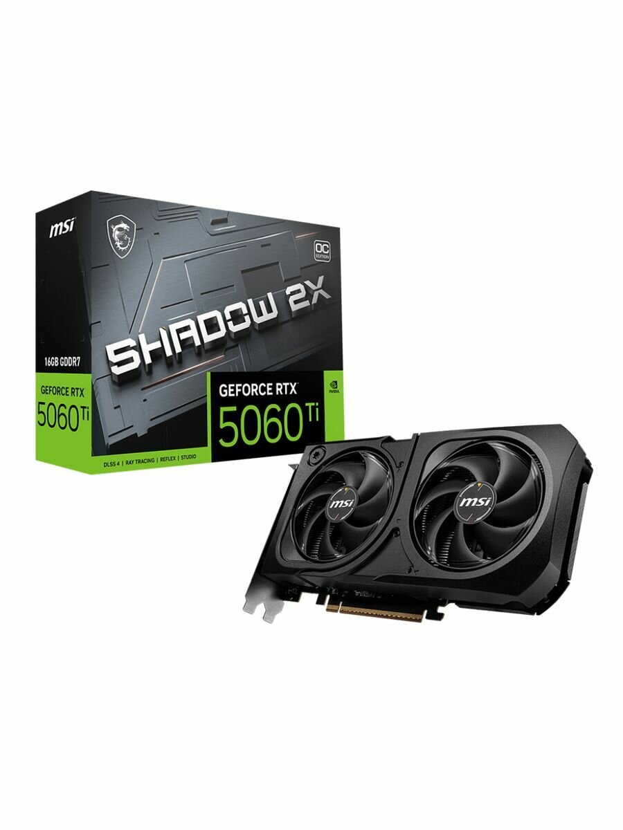 Видеокарта MSI RTX 5060 Ti 16G SHADOW 2X OC PLUS, NVIDIA RTX 5060 Ti, 16 ГБ