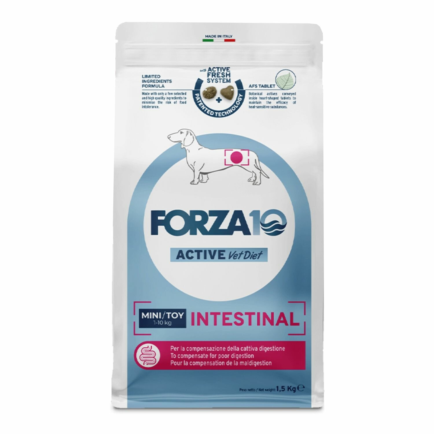 Forza10 Active VetDiet Intestinal корм для собак малых пород, при нарушениях пищеварения 1,5 кг