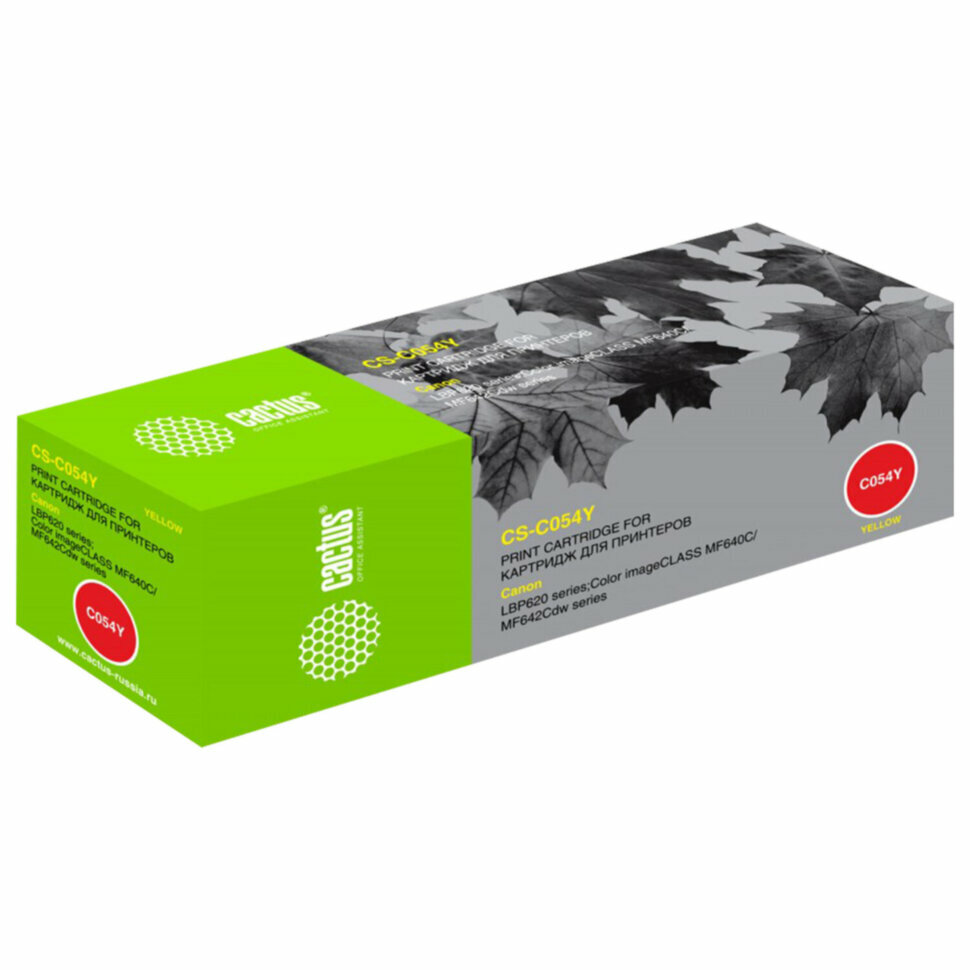 Картридж лазерный CACTUS (CS-C054Y) для Canon LBP 621/623, MF 641/643/645, желтый, ресурс 1200 страниц, 363772