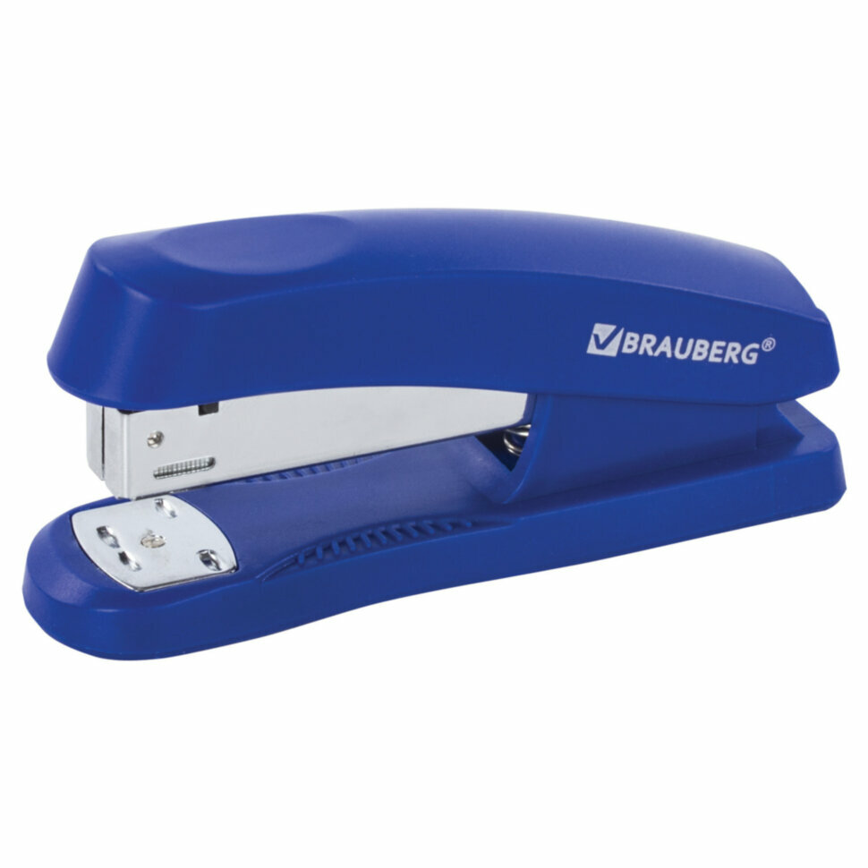 Степлер №24/6, 26/6 BRAUBERG "Standard+", до 30 листов, синий, 228609, 228609