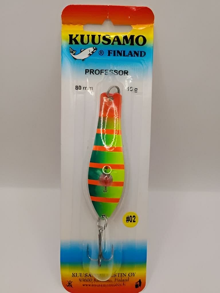 Блесна Kuusamo "Professor", колебалка, для хищника, зеленый, салатовый, оранжевый
