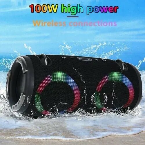 100 Вт мощный звуковой столб наружный водонепроницаемый Bluetooth бас пушка с RGB фонари и ремни