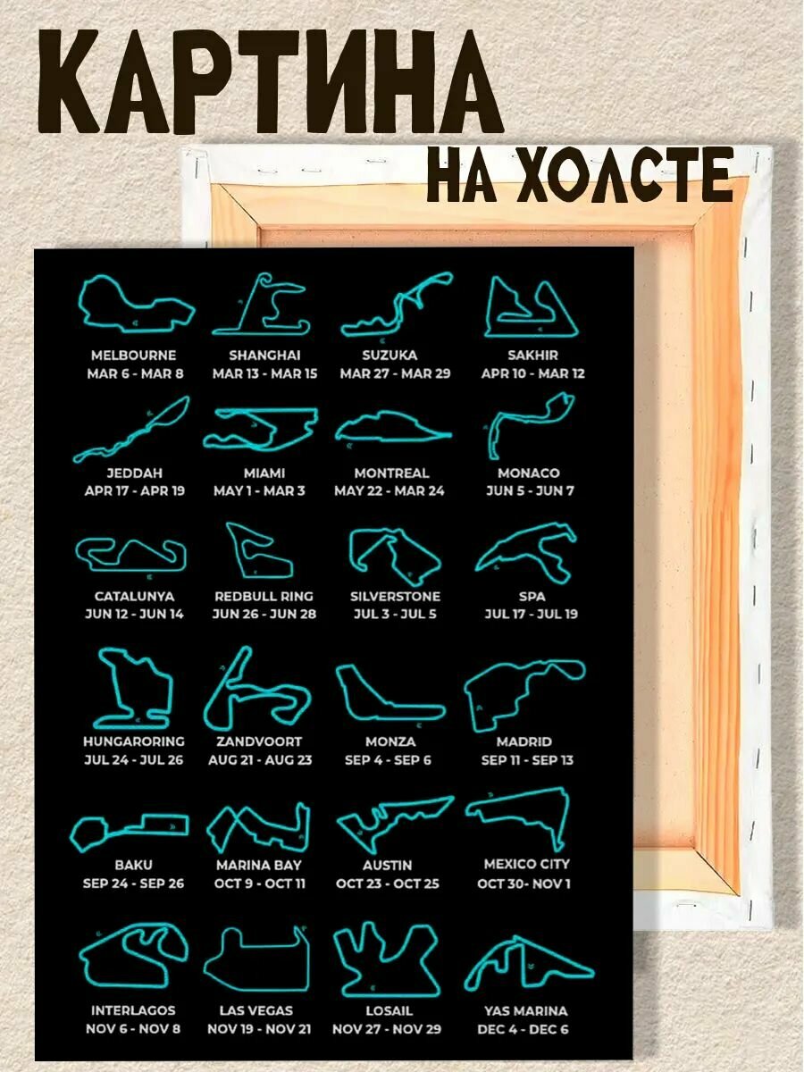 Картина стену Формула 1, на подрамнике, 1шт, 38х25 размер.