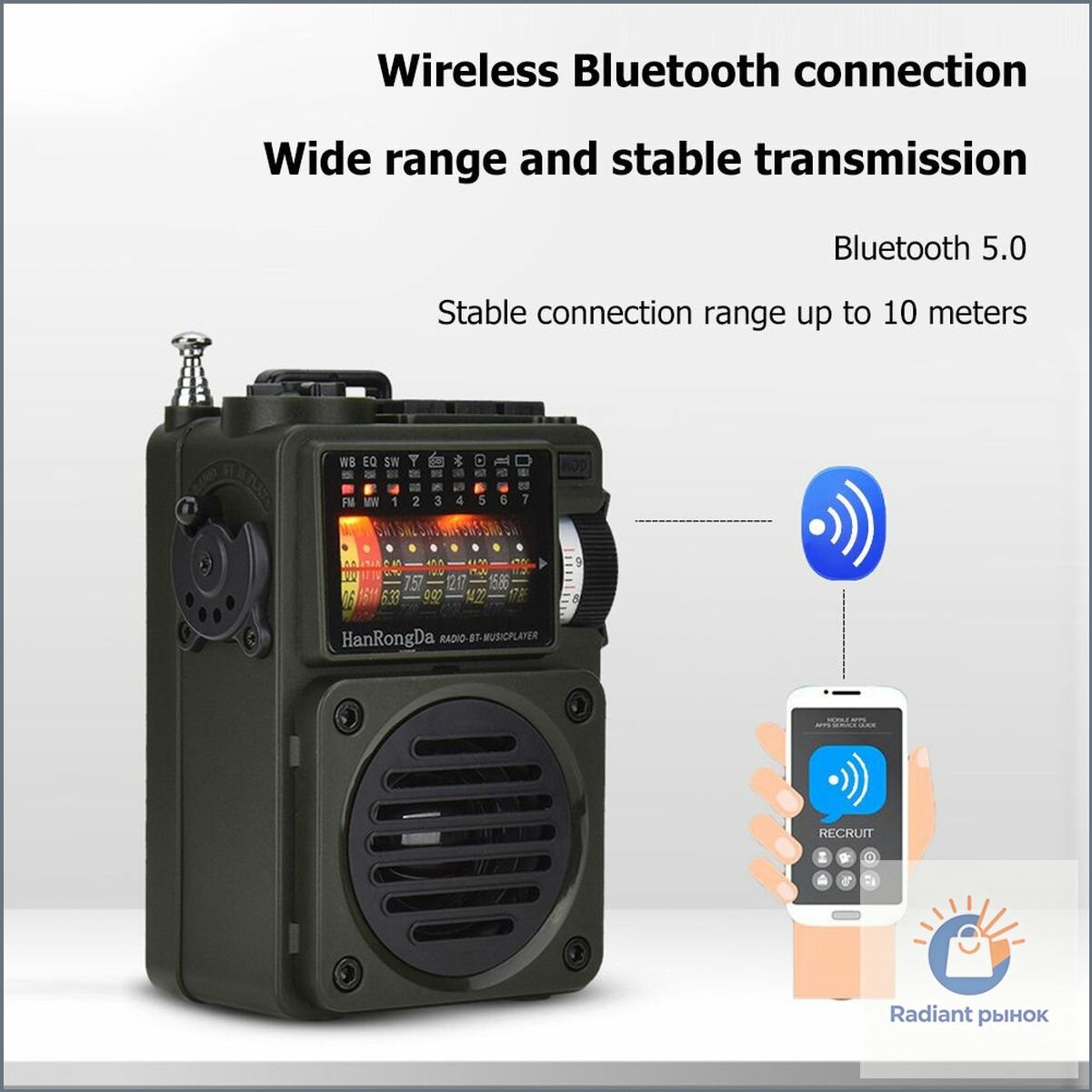 Портативный радиоприёмник HRD-700 с FM/MW/SW/WB-диапазонами, Bluetooth 5.0 и поддержкой карты памяти до 256 ГБ