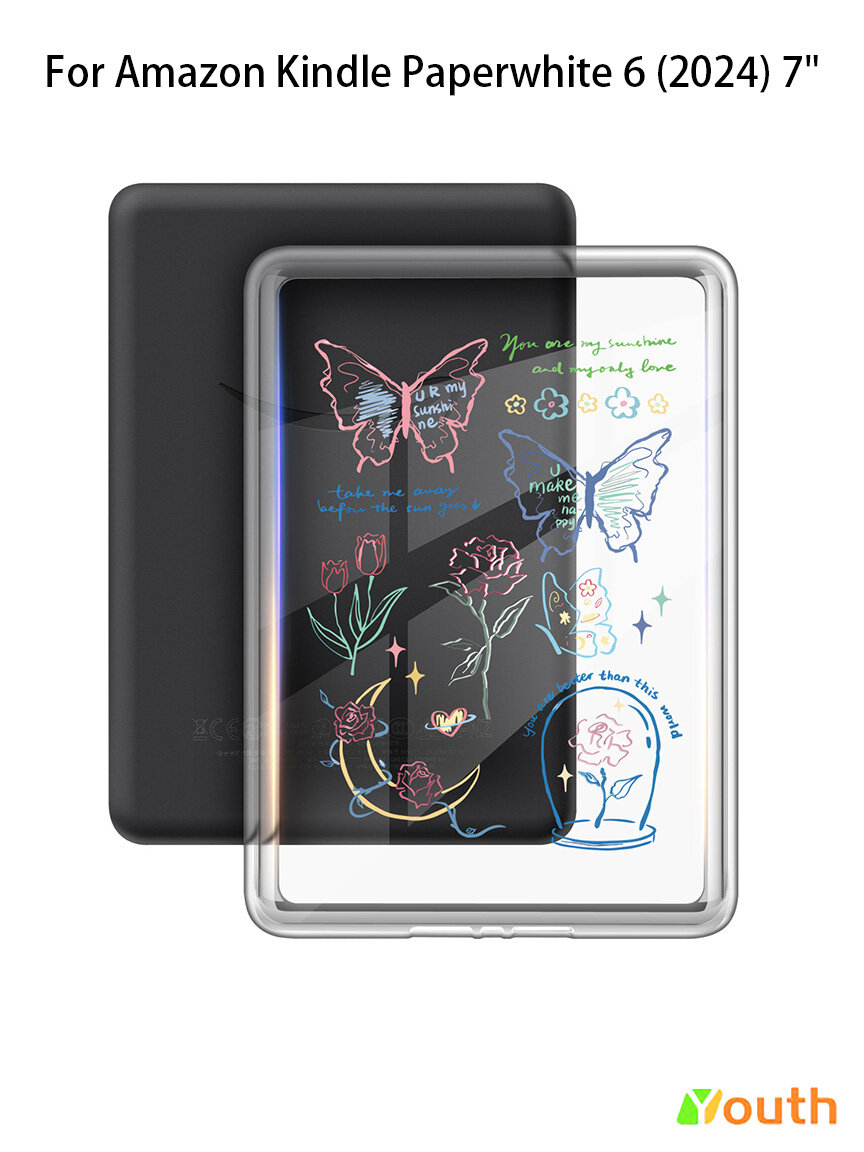 Чехол для Amazon Kindle Paperwhite 12 Gen (7", 2024)/Kindle Colorsoft (7", 2024), SA568B/SA569P/SA59CP, прозрачный, с рисунком