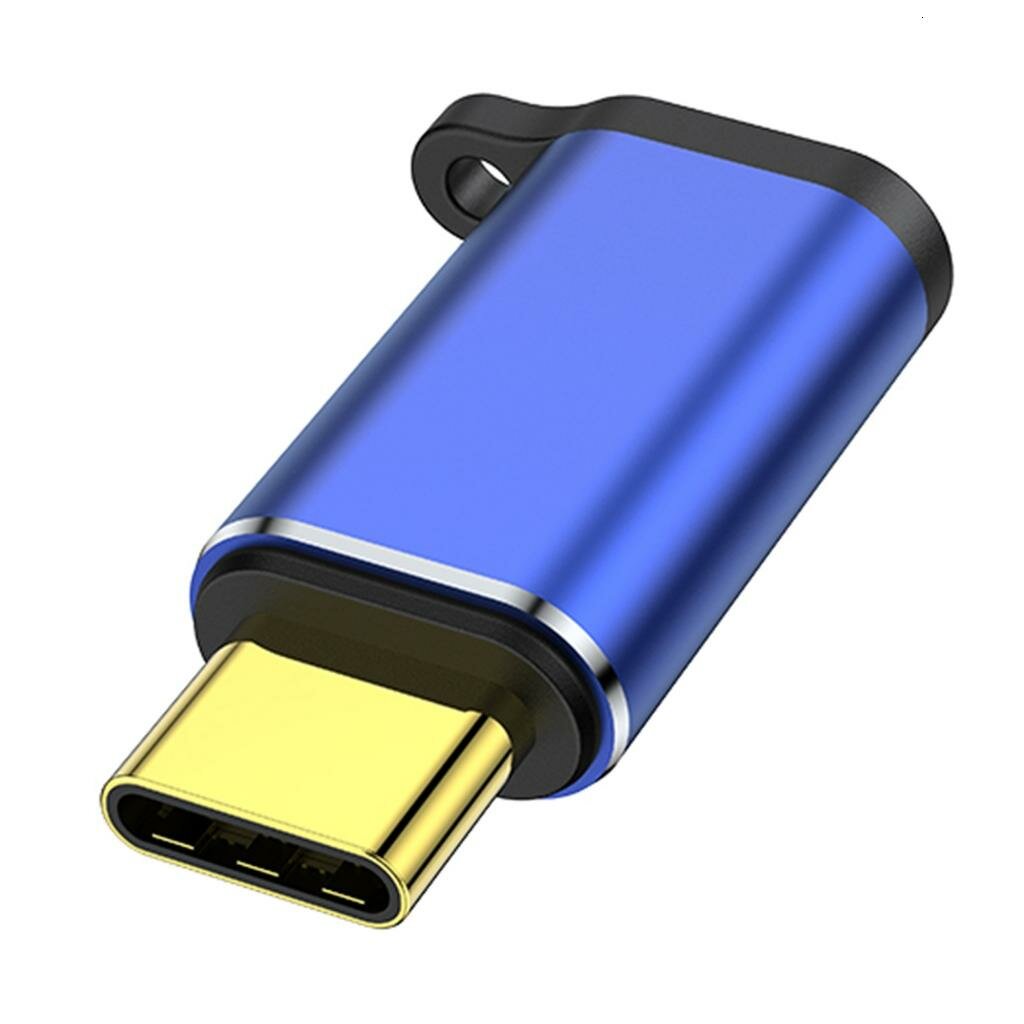 Адаптер для зарядки iPhone: Lightning-разъём (м) → USB-C (ж), Синий - боковое отверстие