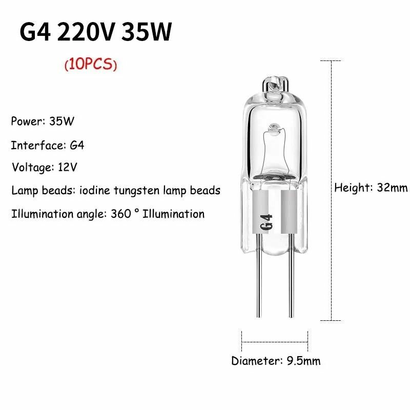 Лампочка, Цоколь: G4, 35 Вт, Галогенная, 10 шт.