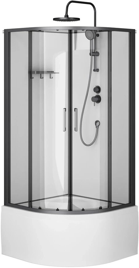 Душевая кабина Am.Pm Above W9XC-401A-9090BT 91x91x225 см, без крыши, высокий поддон, профиль черный матовый, стекло прозрачное
