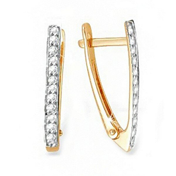 Серьги, красное золото, 585 проба, фианит
