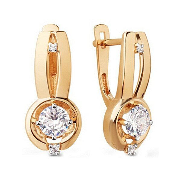 Серьги JEWELIN, красное золото, 585 проба, фианит