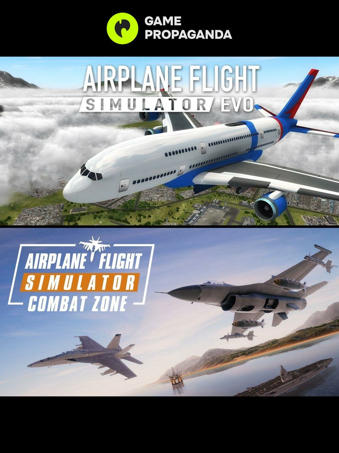 Игра Airplane Flight Simulator : EVO & Airplane Flight Simulator : Combat Zone Bundle PS4, PS5. Турция. Цифровая версия