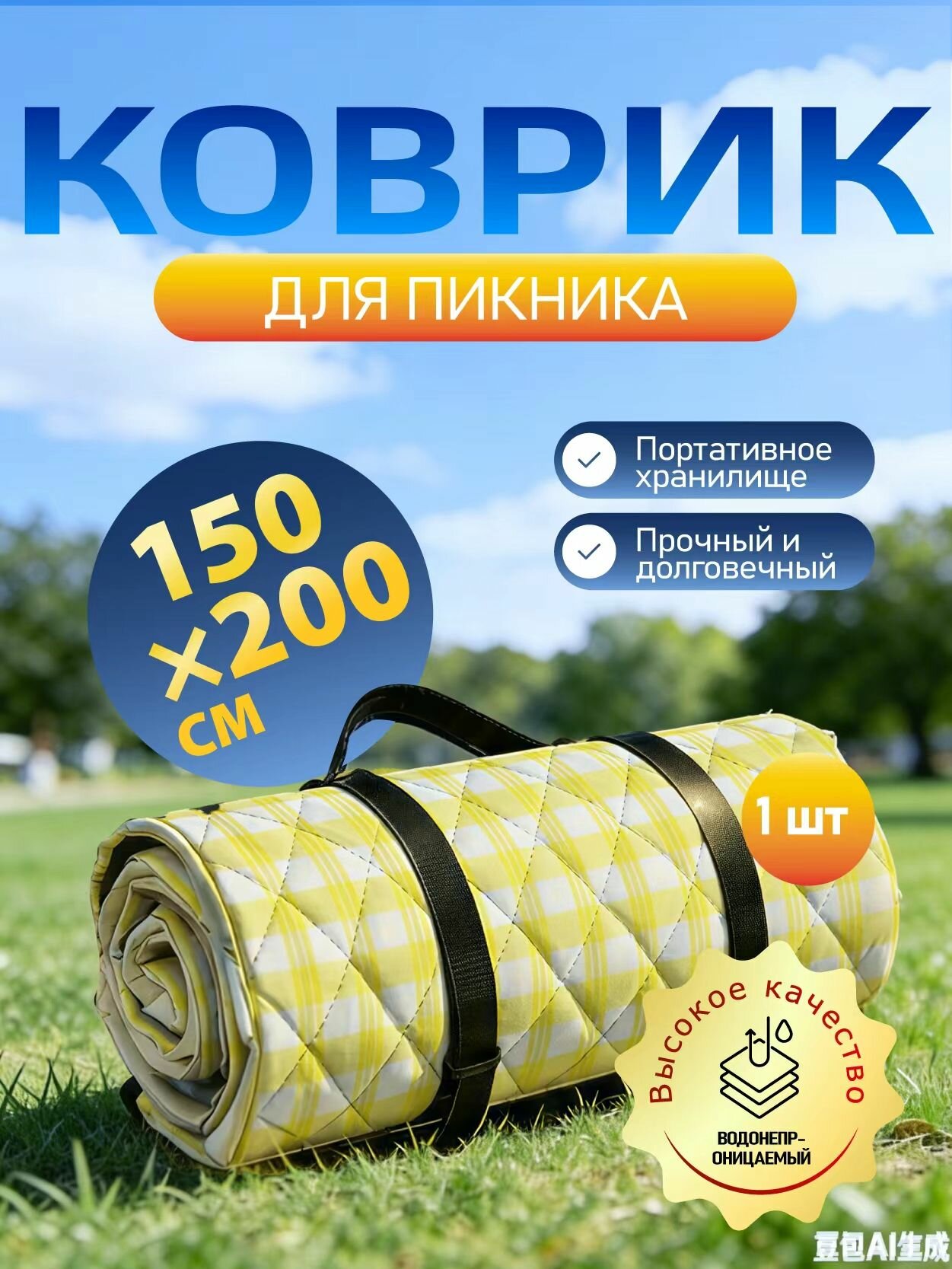 Коврик Складной Туристический Влагостойкий, Складывается В Ручку