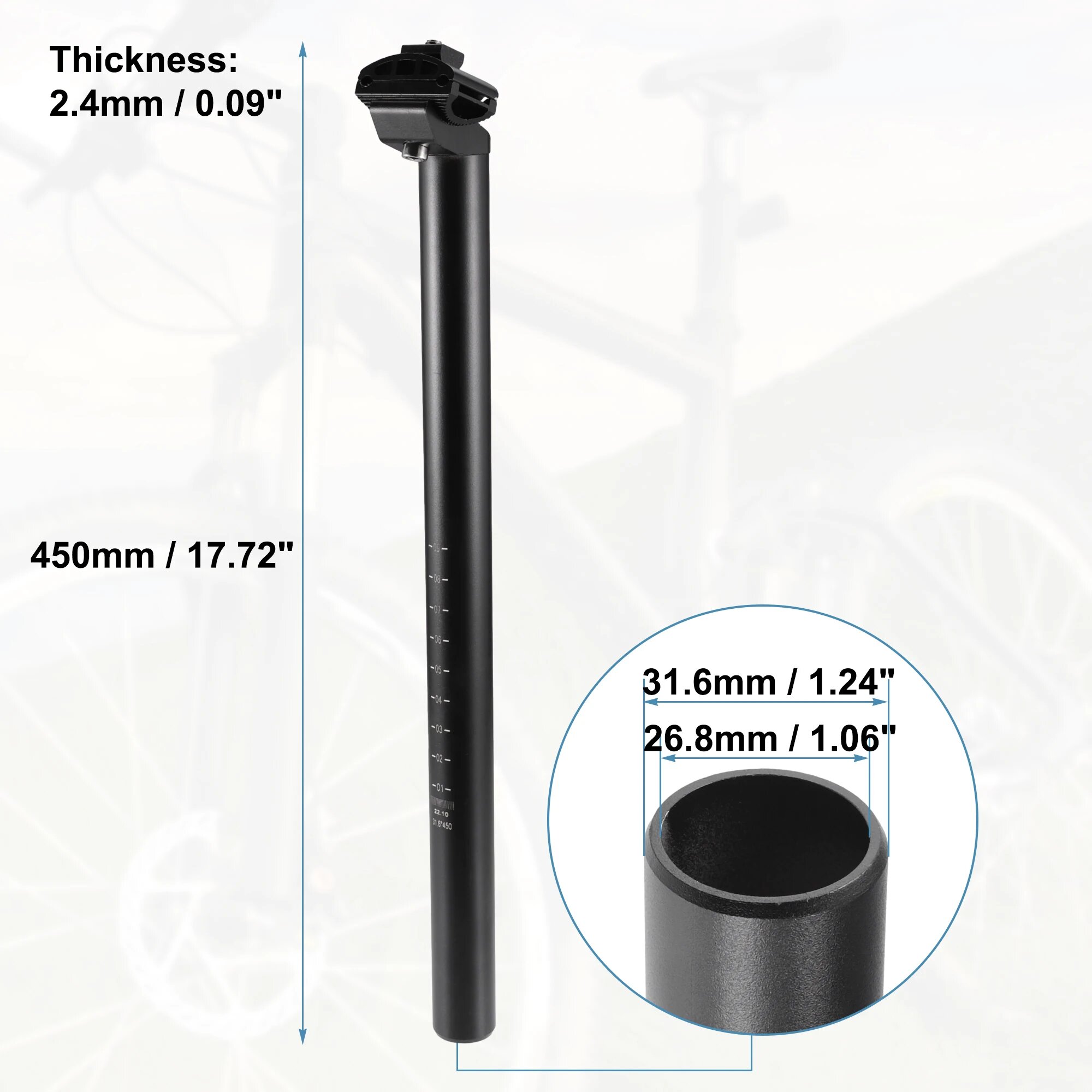 Седельный штырь X Autohaux 31.6x450mm, черный