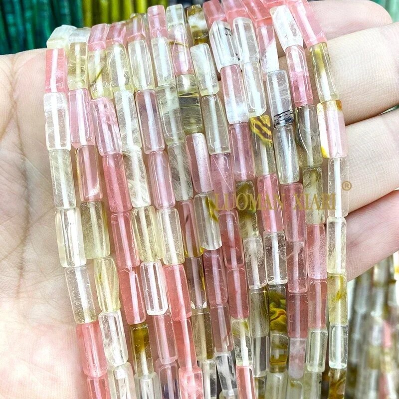 Натуральные каменные бусины LUOMAN XIARI 4x13 мм 4x13mm 13-14pcs, watermelon glass