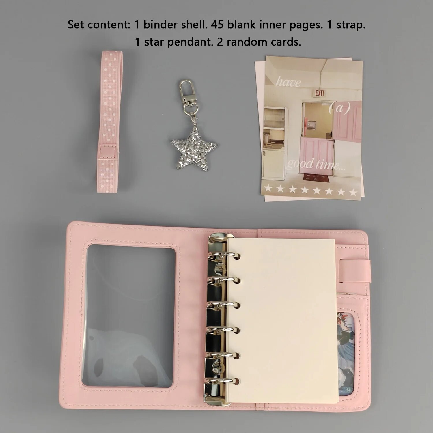 Прозрачный блокнот A7 из искусственной кожи Розовый, Notebook set pink