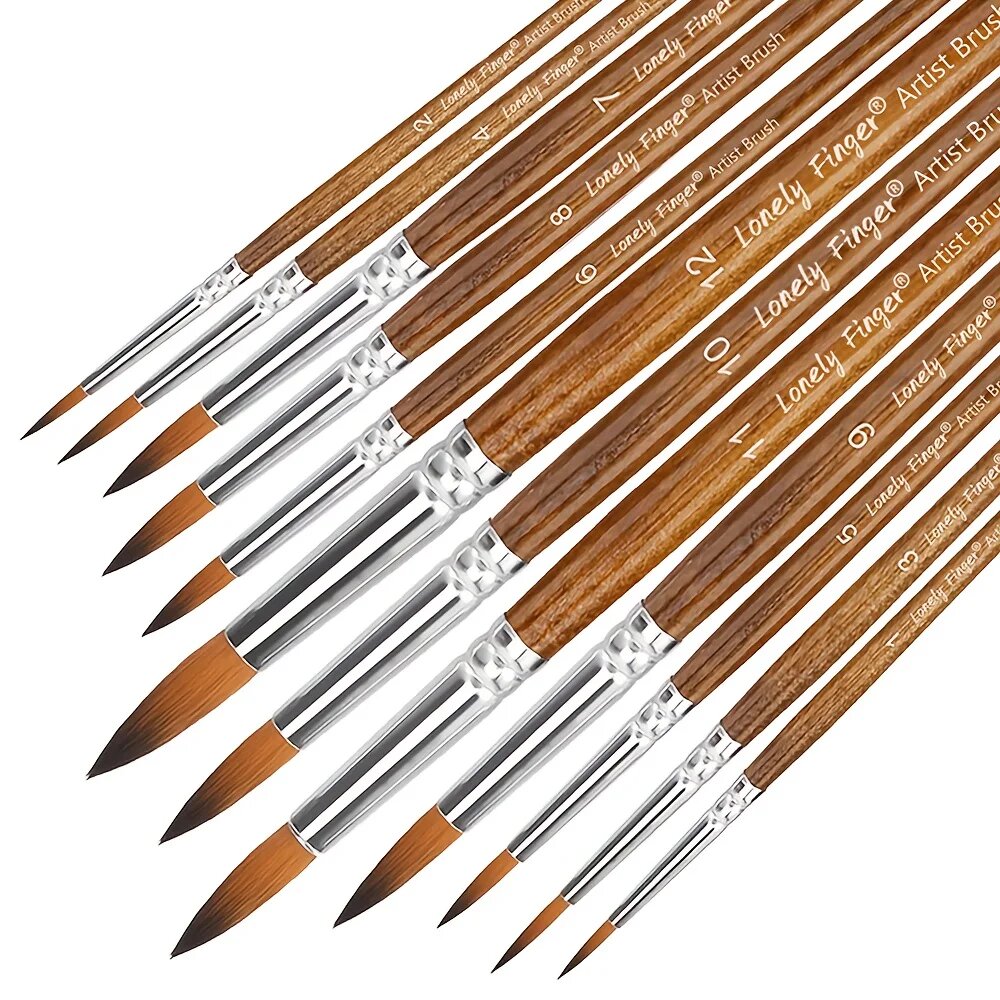 Кисти для рисования нейлоновые, круглые, 12 Brown Round