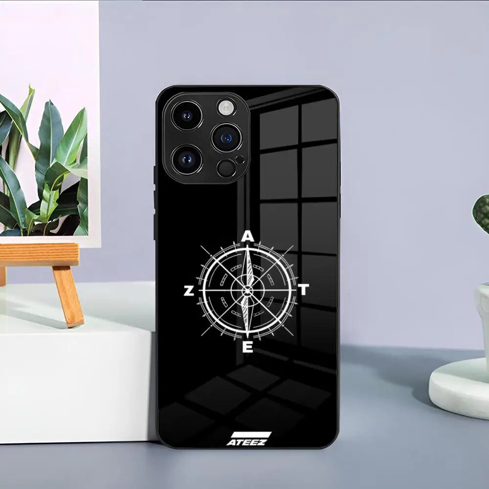 Singers A-ATEEZ Logo Phone Case For IPhone 15 Pro Max 14 Pro 12 11 13 Mini X XR XS 16 Plus SE 2020 Glass Cover