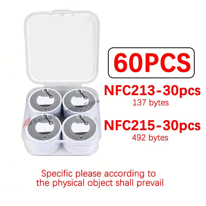 NFC-метки 60шт NFC213/215, 137/492 байт