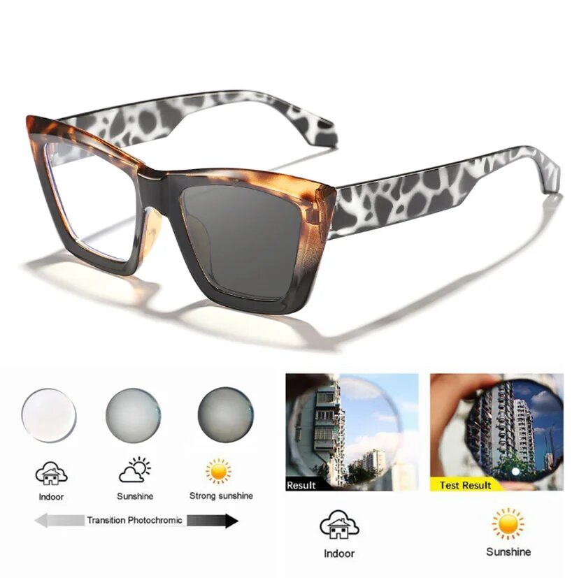 Новые фотохромные очки «кошачий глаз» для близорукости, модный брендовый дизайн, винтажные очки с прозрачными линзами для женщин, отрицательные диоптрии -0,5 до -6,0