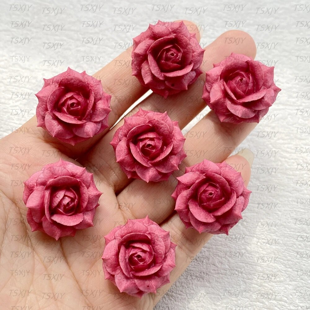 8 шт. 3D розы из резины розового цвета, S