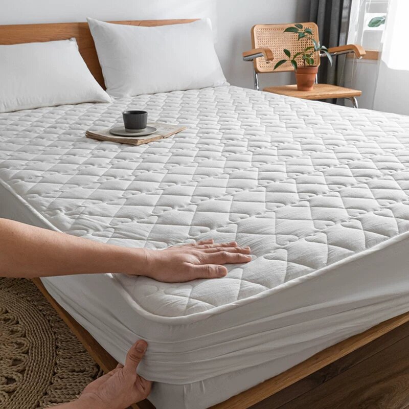 Чехол для матраса из 100% хлопка, натуральный белый, 150x200 см, подходит для матрасов 4-30 см