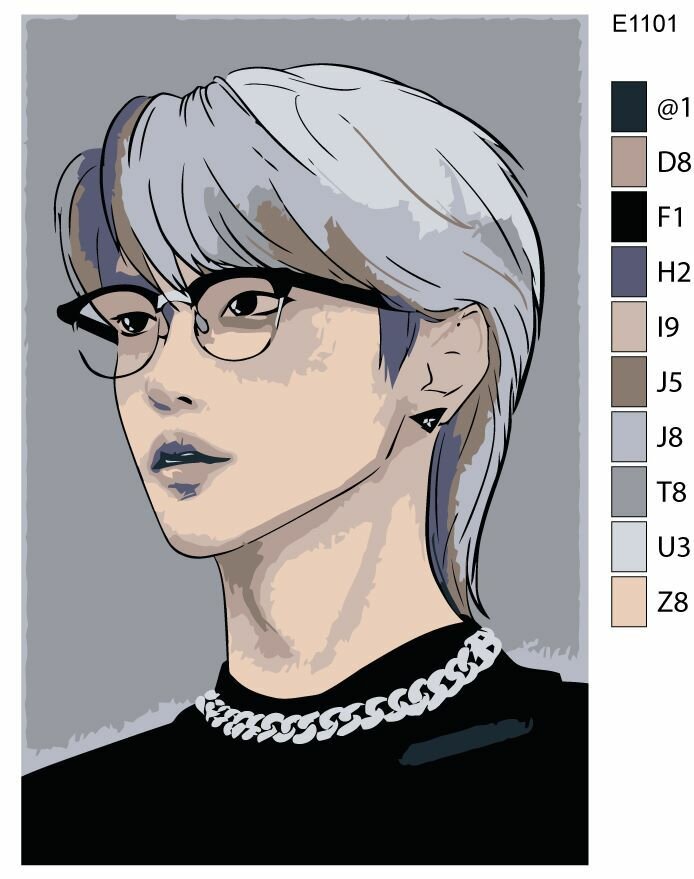 Детская Картина по номерам E1101 "Участник K-pop группы Stray Kids (Стрей Кидс). Арт" 20x30