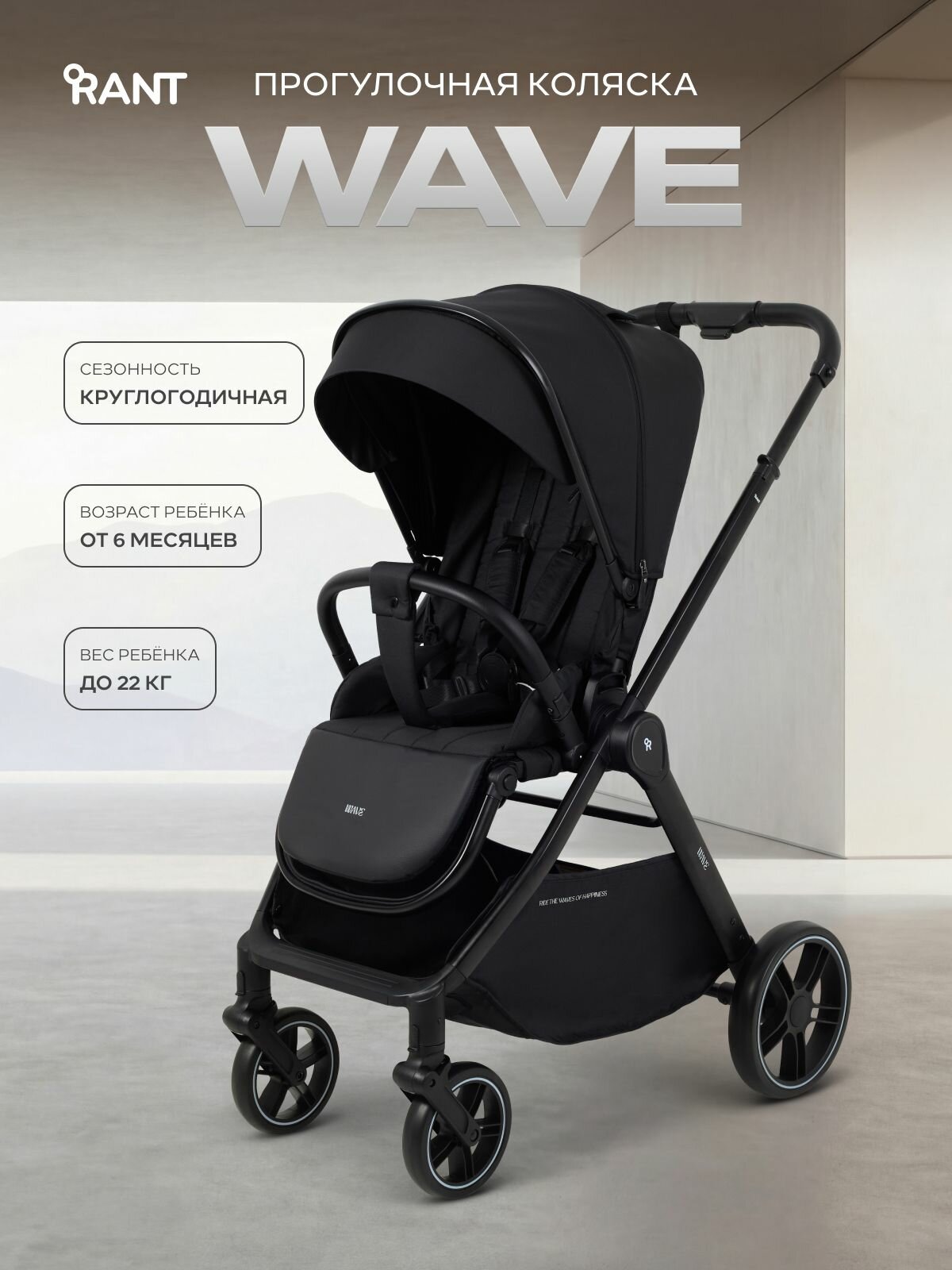 Коляска 2-в-1 Rant Basic WAVE RA166 Black