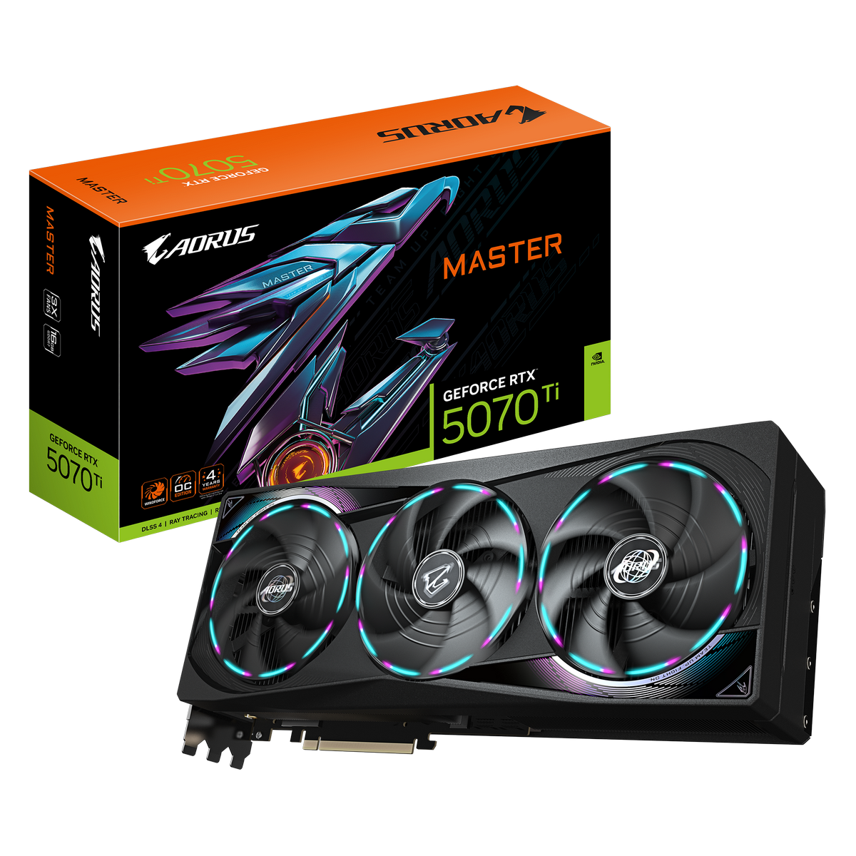 Видеокарта Gigabyte RTX5070Ti MASTER 16GB GDDR7 256bit 3xDP HDMI 3FAN RTL