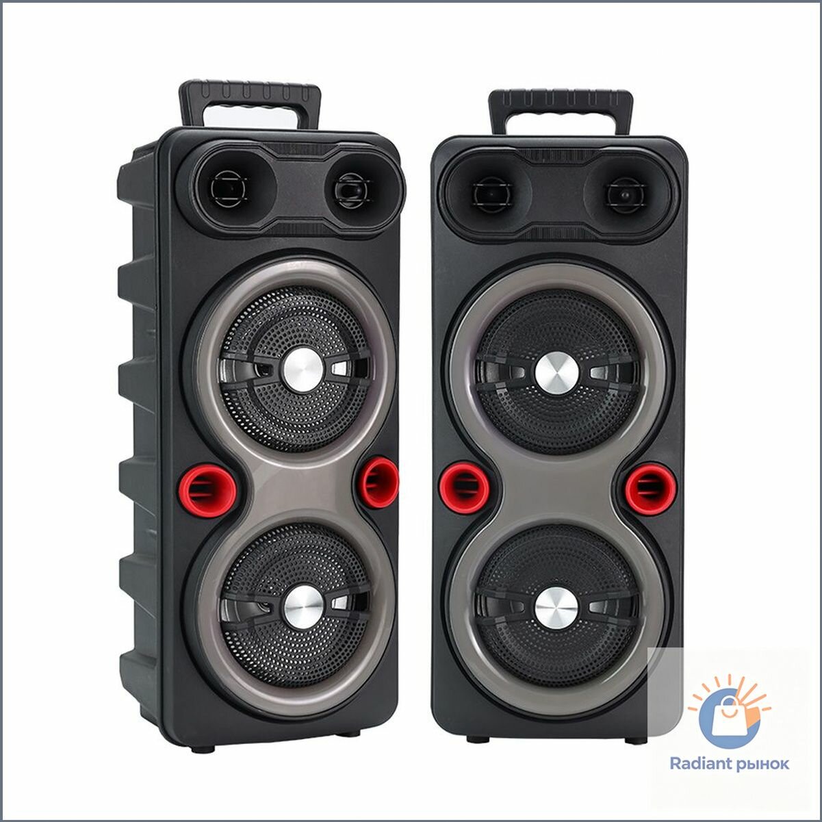 Беспроводная Bluetooth-колонка HF-626 с двумя динамиками 6,5 дюйма, поддержкой TWS и светодиодной подсветкой