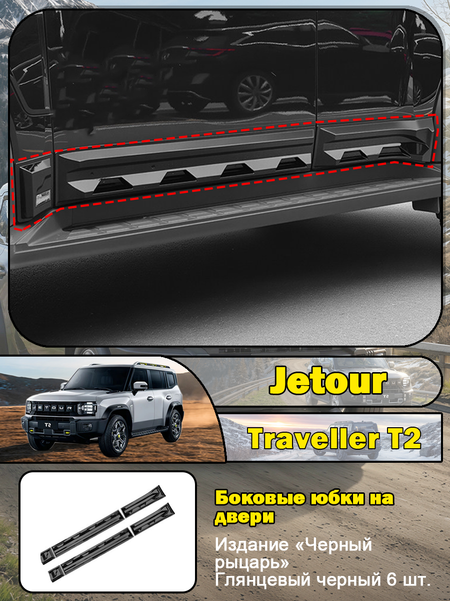 Боковые юбки на двери Jetour T2 Traveller Панель предотвращения ударов, декоративные накладки на кузов, боковая юбка