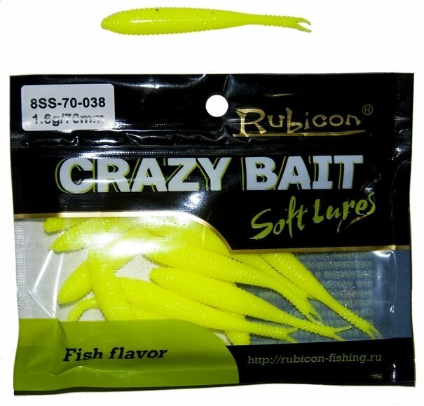 Съедобная силиконовая приманка RUBICON Crazy Bait SS 1.6g, 70mm, цвет 038