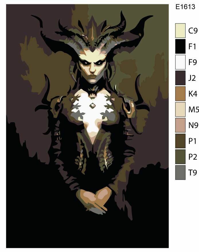 Детская картина по номерам E1613 "Игра Diablo (Диабло). Лилит дочь Мефисто" 20x30
