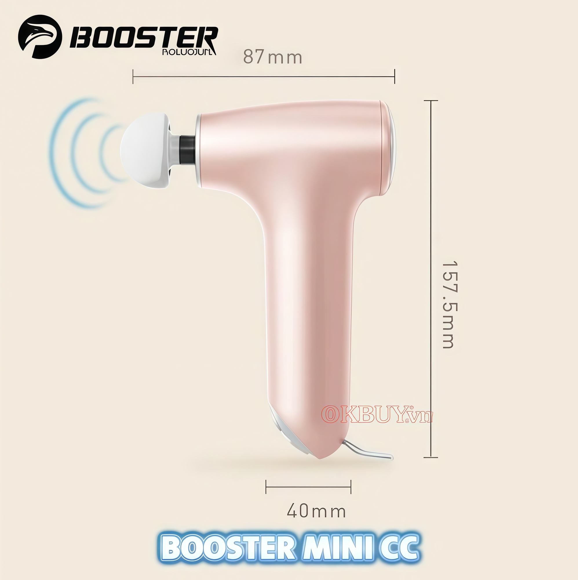 BOOSTER BOLUOJUN Mini CC Перкуссионный массажер для тела, шеи и плеч, спины, массажный пистолет мини розовый