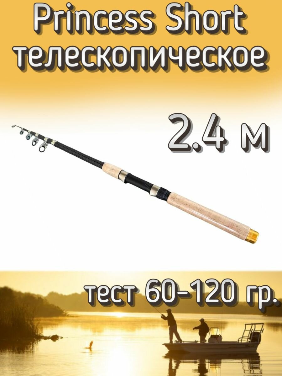 Удилище телескопическое Princess короткое, тест 60-120 грамм, 240 см