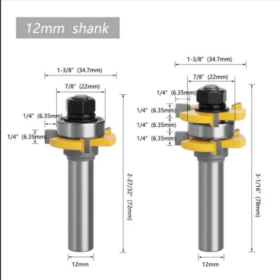 Sn ch T xng sn h do 12x35x1/4 16 Трехзубчатая Т-образная фреза для шиповых соединений 12x35x1/4