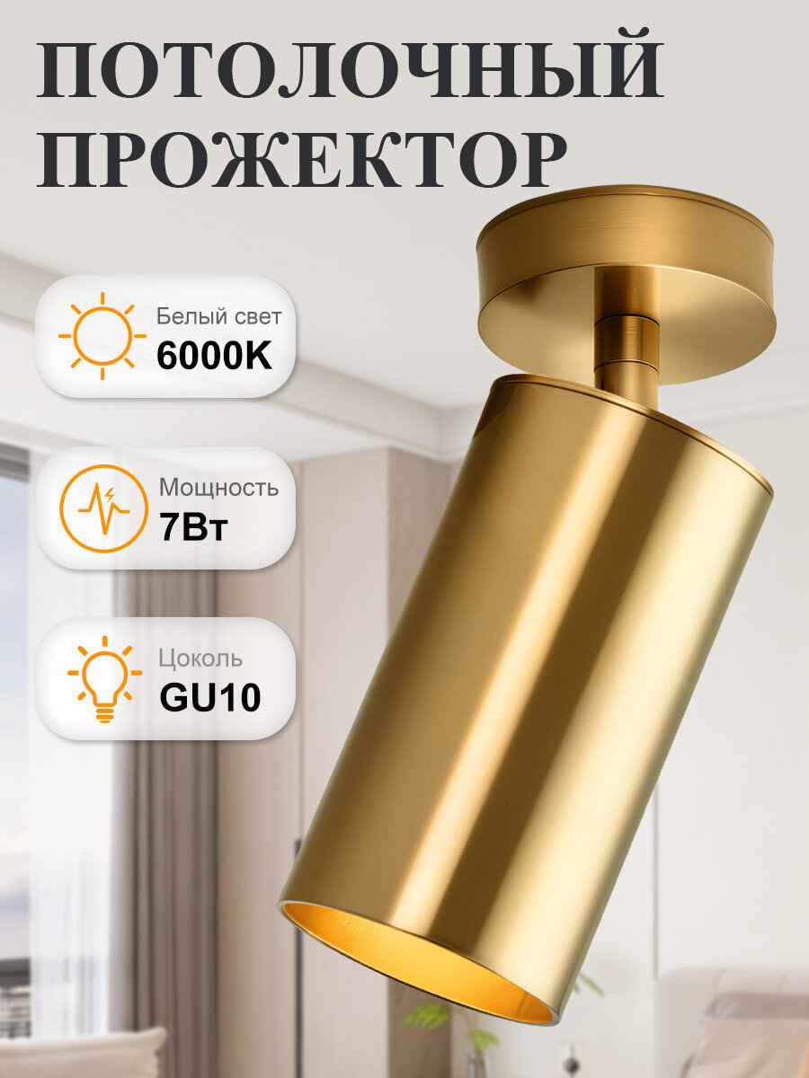 Светильник настенно-потолочный спот на 1 лампы,6000K