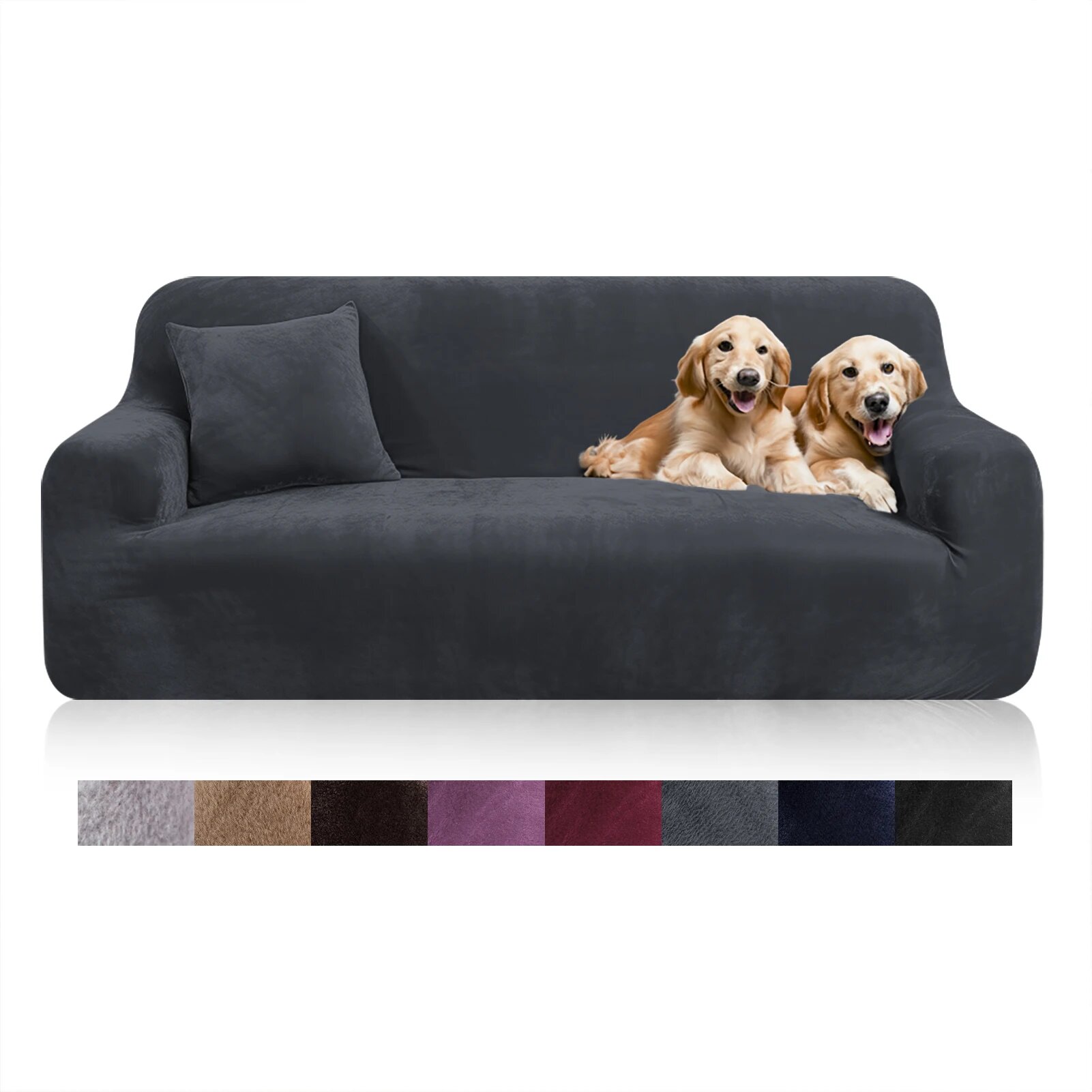 Чехол для дивана из велюра 1/2/3/4 места 4 seat (235-300cm), Серый, Dark Grey