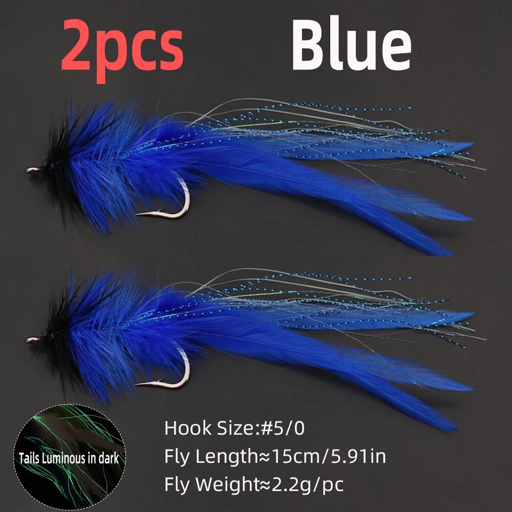 Vampfly Роутер Hackle Seaducer Streamer Рыболовная приманка Синий, 2pcs Blue