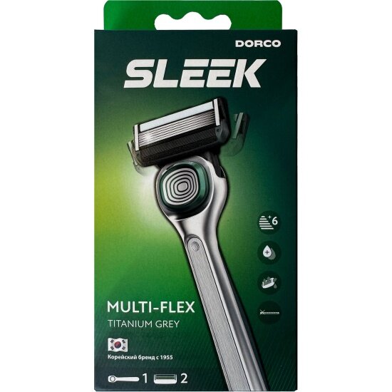 Бритвенный станок Dorco Sleek 6 лезвий, 2 сменные кассеты