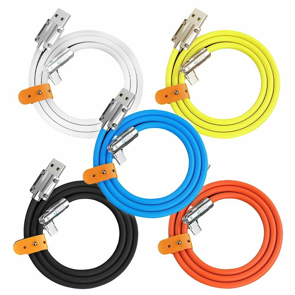 120 Вт 6 А сверхбыстрая зарядка Type C жидкий силиконовый кабель USB-Type C зарядные кабели поворот на 180 градусов интерфейс Type-C 1M