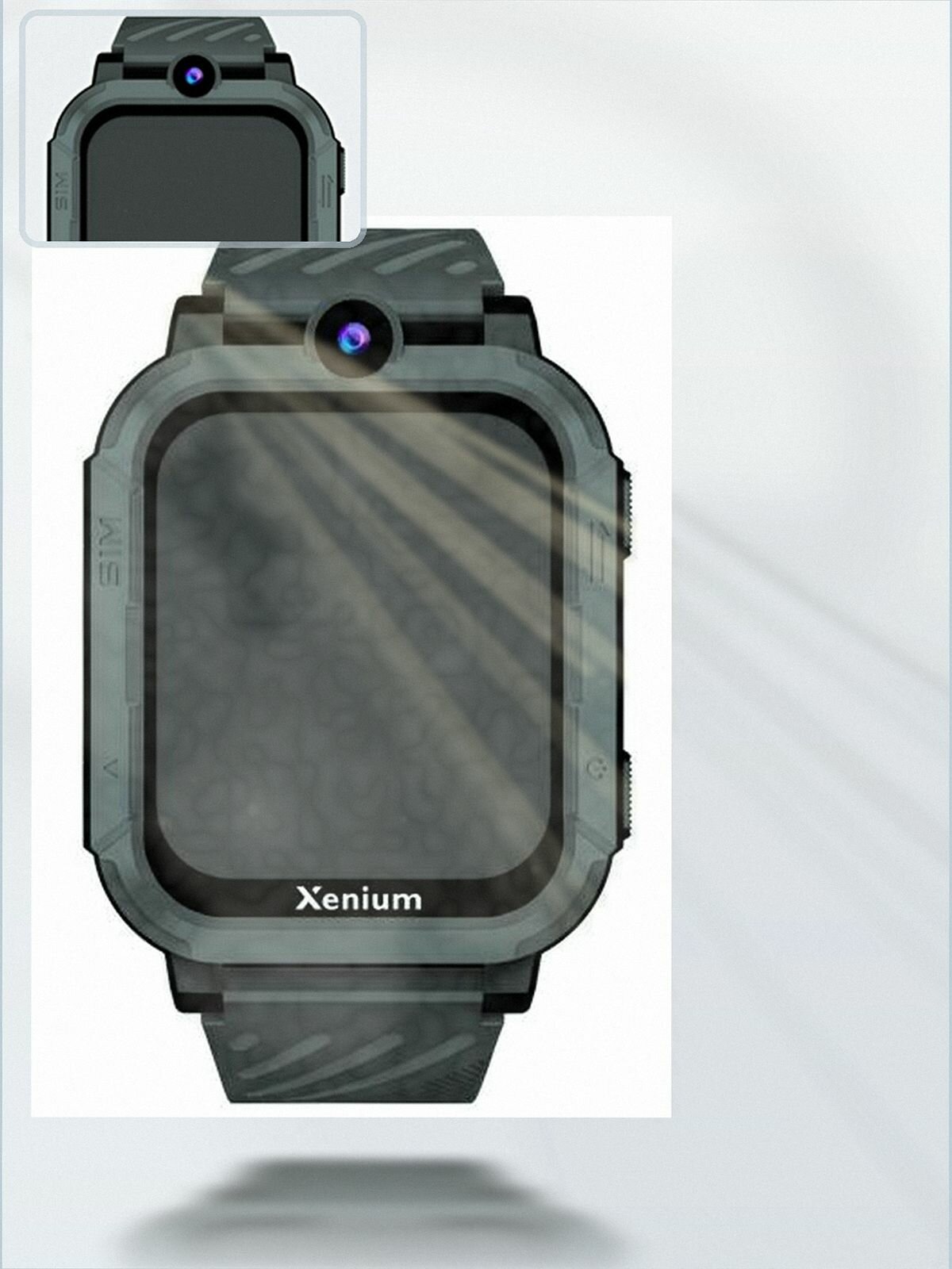 Детские смарт-часы XENIUM 1.83" IPS 240x280, камера 0.3 МП, GPS, IP67, серые