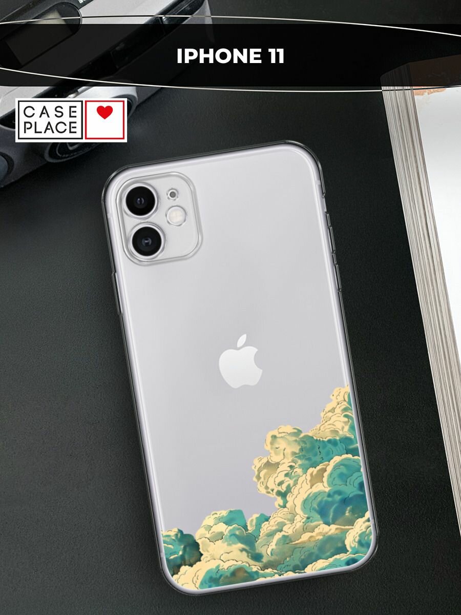 Чехол на Apple iPhone 11 / Айфон 11 с принтом Ночное небо и облака, прозрачный